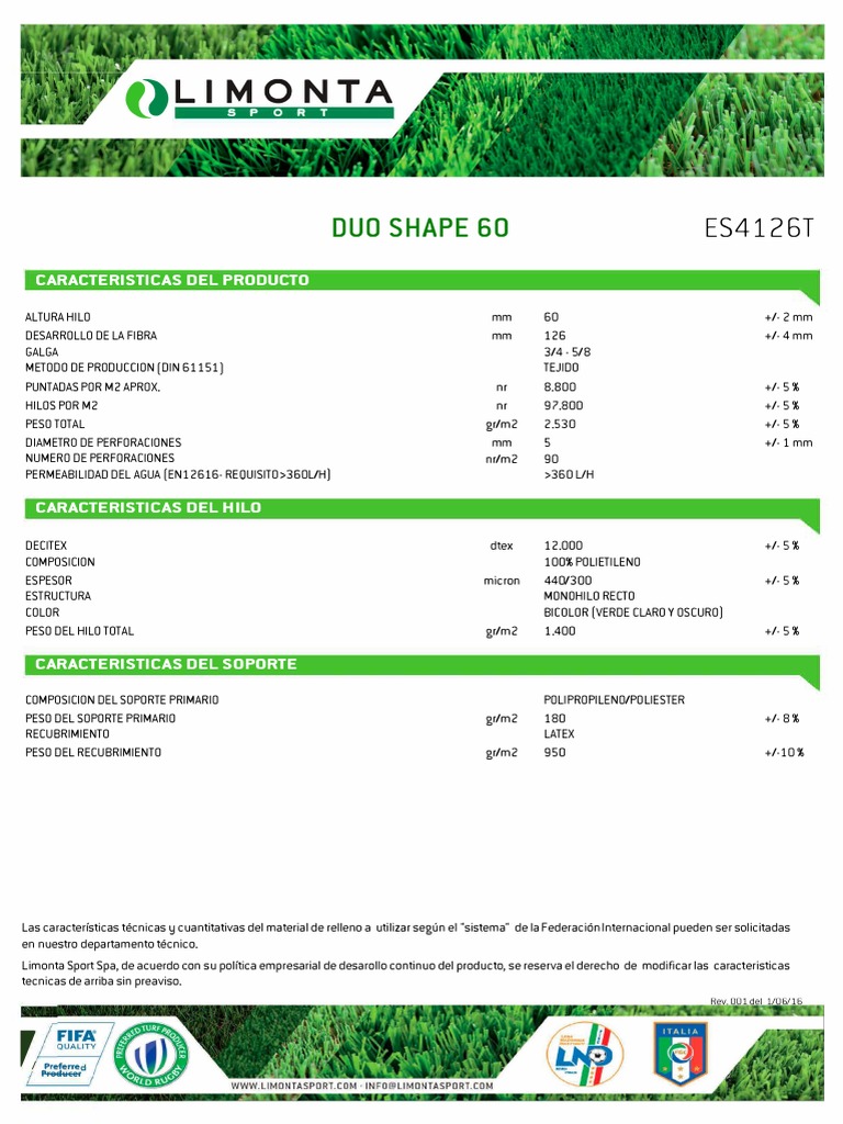 Características del Duo Shape 60 | PDF | Materiales | Naturaleza