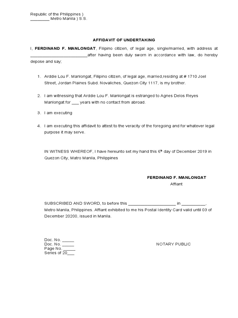 Undertaking - Manlongat | PDF | Law