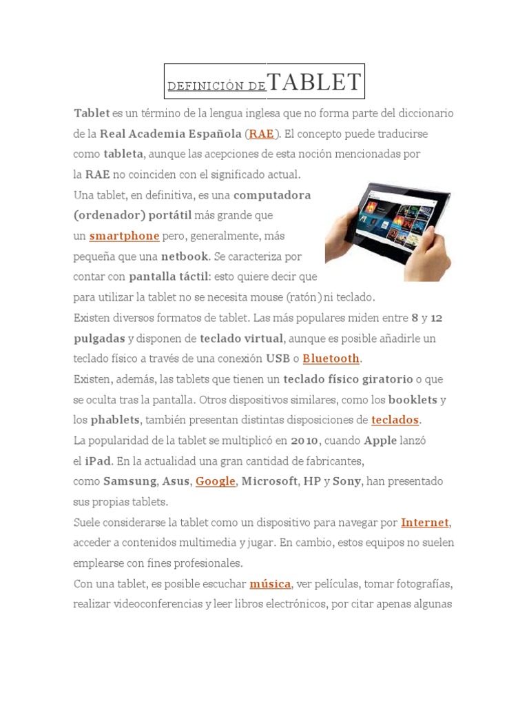 Definición y características de una tablet | PDF