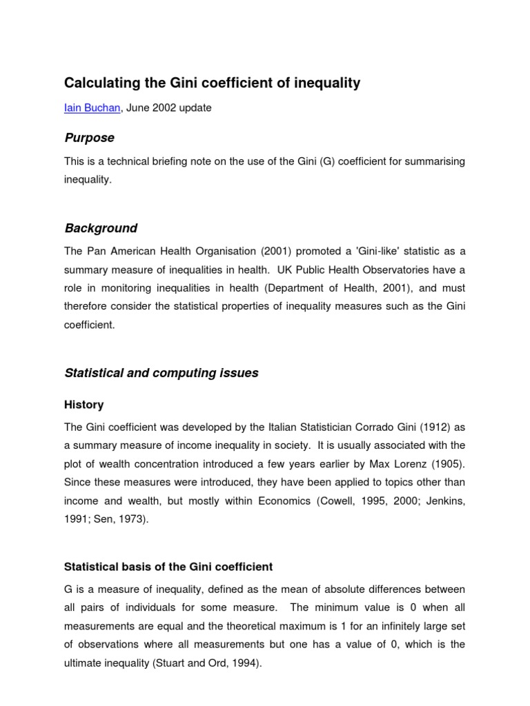 Gini Coefficient | PDF | Gini Coefficient | Bootstrapping (Statistics)