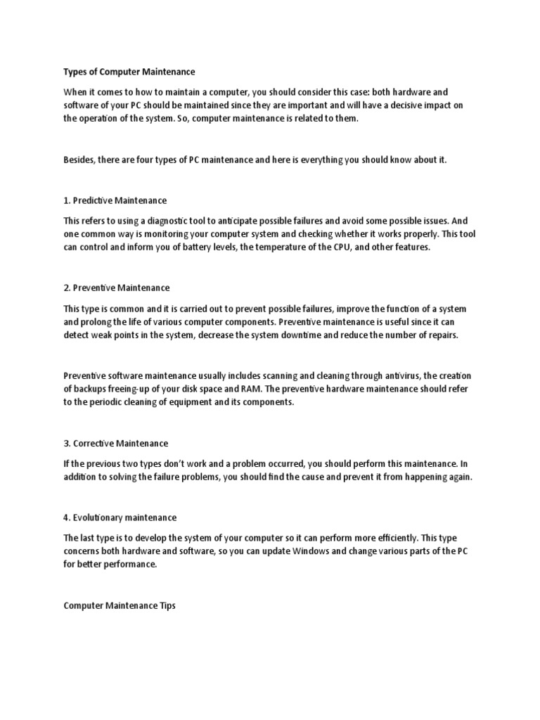 Essential Computer Maintenance Types and Tips | PDF | Antivirus ...