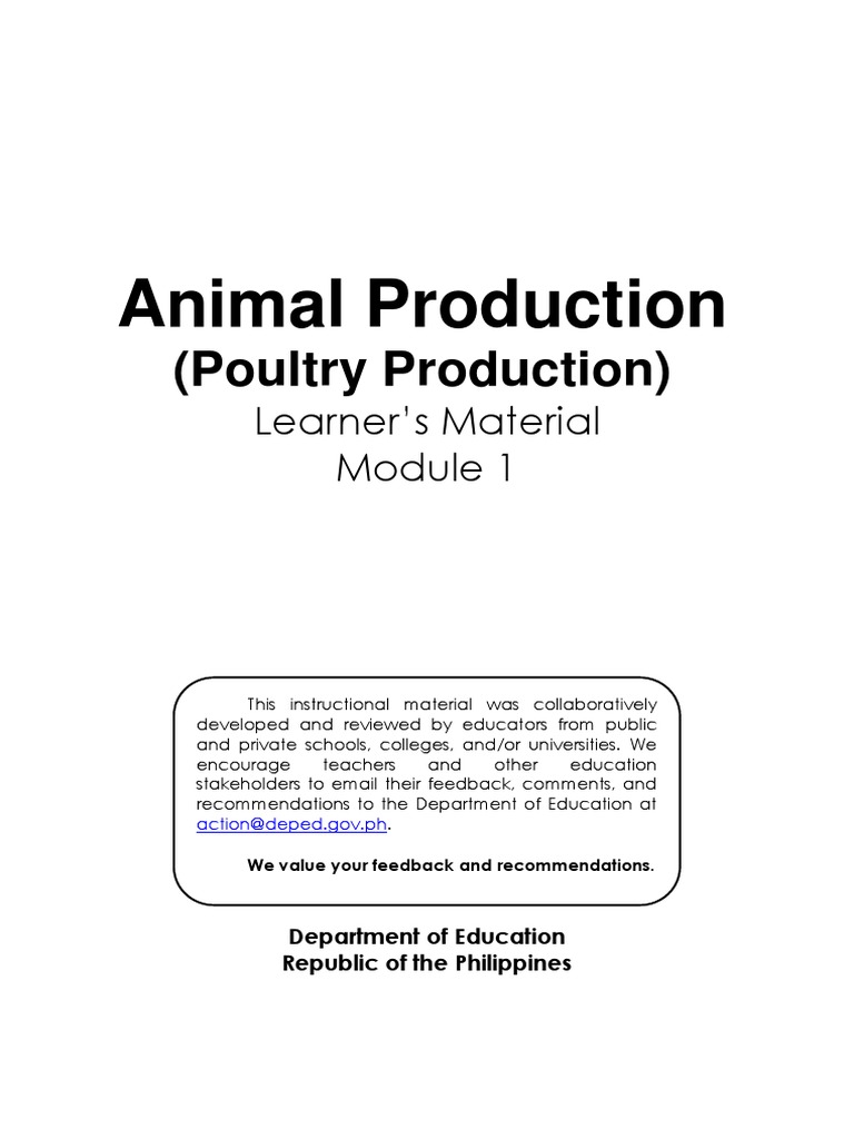 Animal Production (Poultry Production) - Entrepreneurship | PDF ...