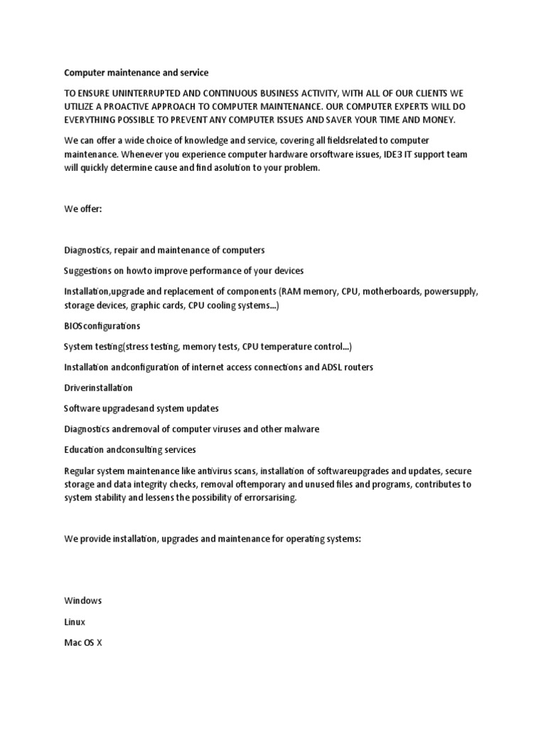 Computer Maintenance and Service | PDF