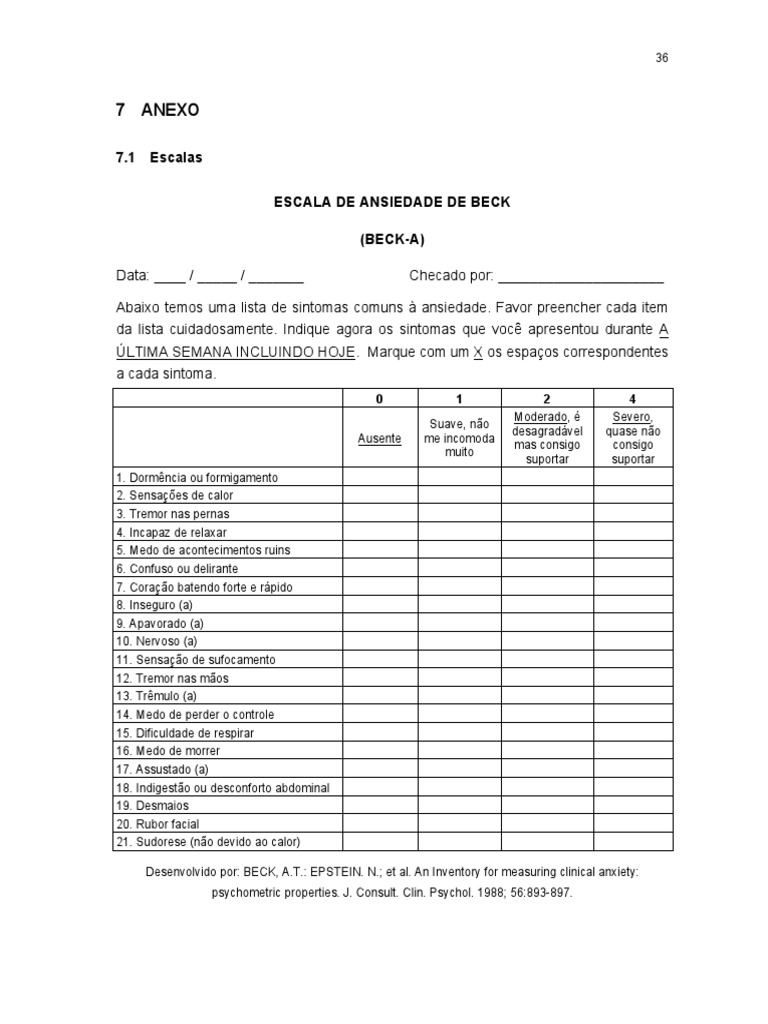 Escala de Ansiedade de Beck-1 | PDF