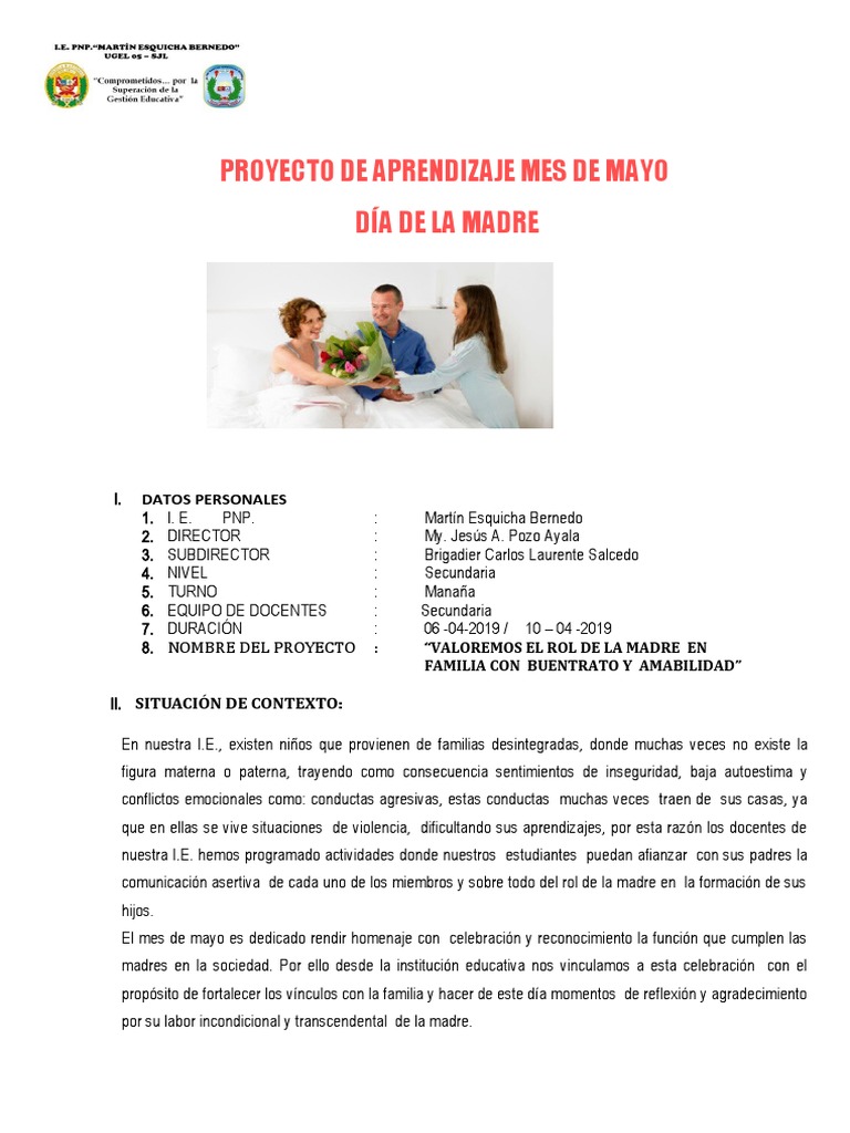 Proyecto Día de La Madre | Descargar gratis PDF | Evaluación | Prototipo