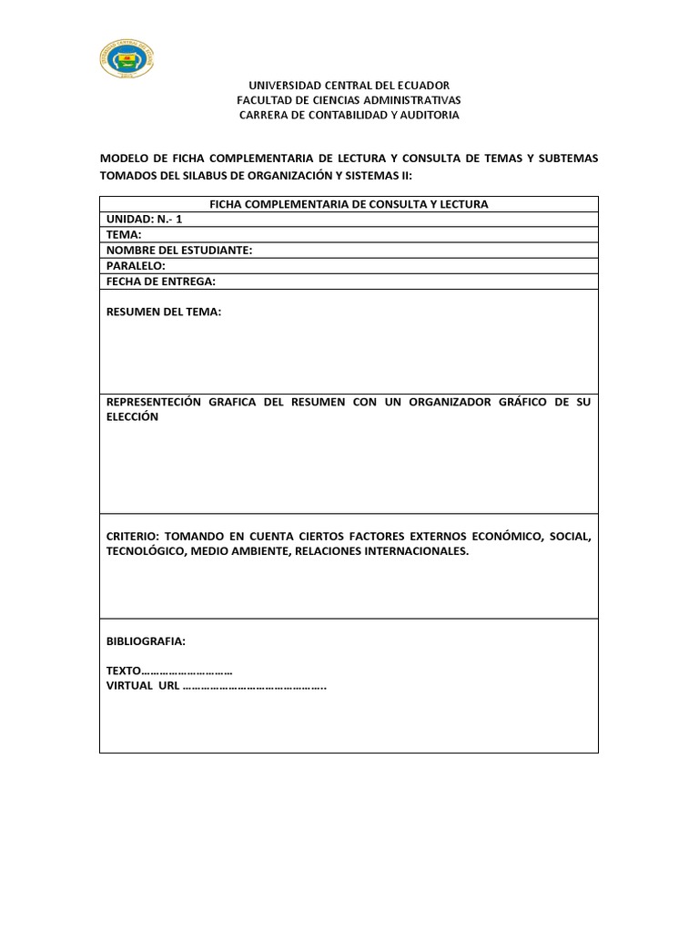 Modelo de Ficha Complementaria Fundamentos Administrativos | PDF