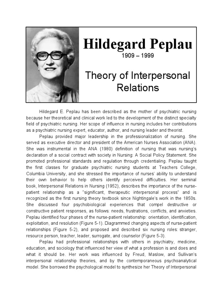 Hildegard Peplau: Theory of Interpersonal Relations | PDF | Nursing | Social Constructionism