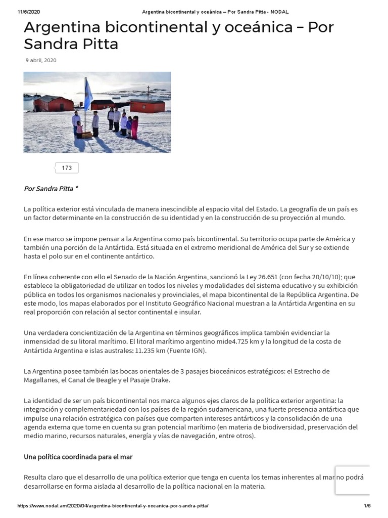 Argentina Bicontinental y Oceánica - Por Sandra Pitta - NODAL | PDF ...