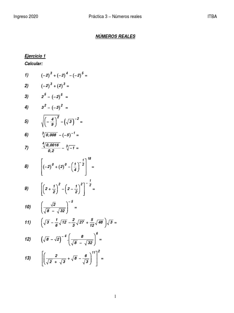 Números reales - Ejercicios resueltos | PDF | Intervalo (Matemáticas ...