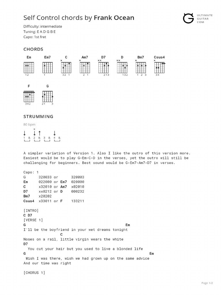 Self Control Chords PDF | PDF