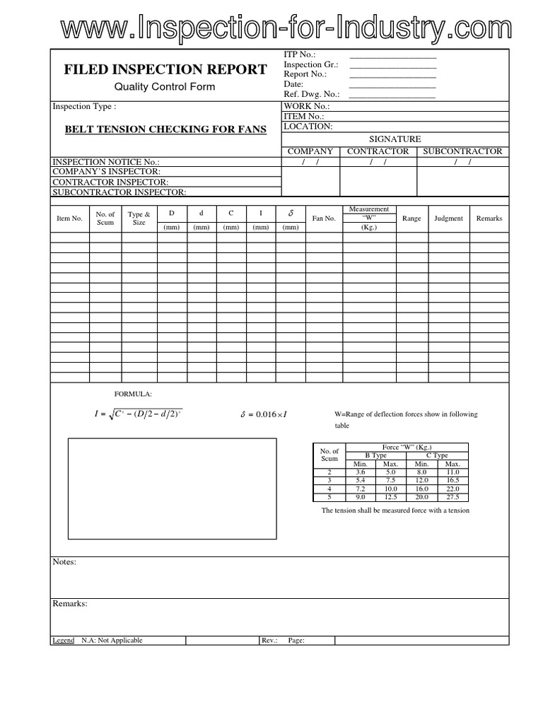 Filed Inspection Report: Quality Control Form | PDF | Business
