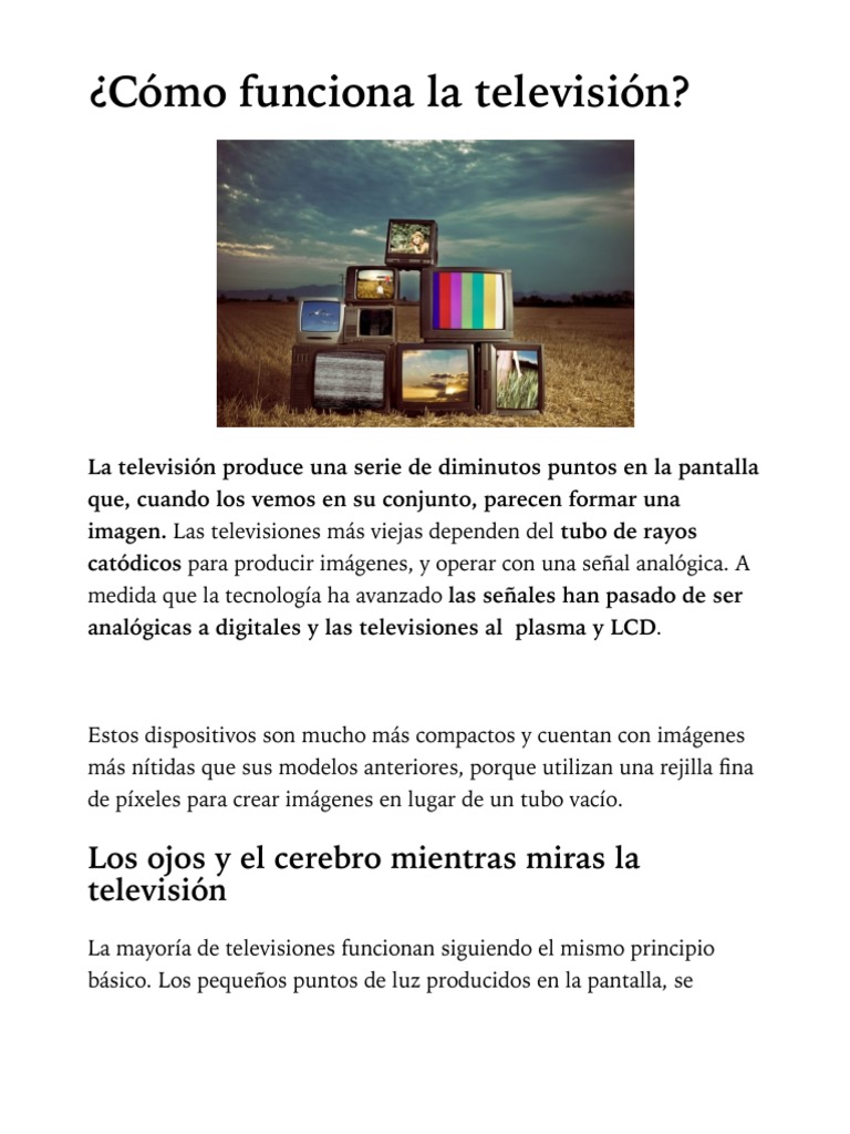 Cómo Funciona La Televisión Como Funciona Que Pdf Pantalla De