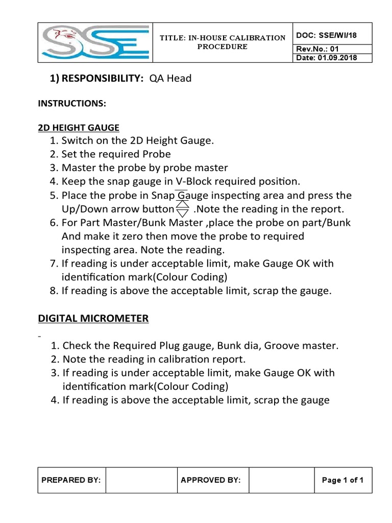 18.in House Calibration Procedure | PDF