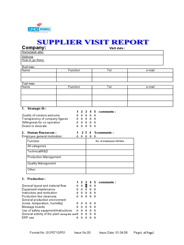 Supplier Visit Report | PDF | Warehouse | Logistics