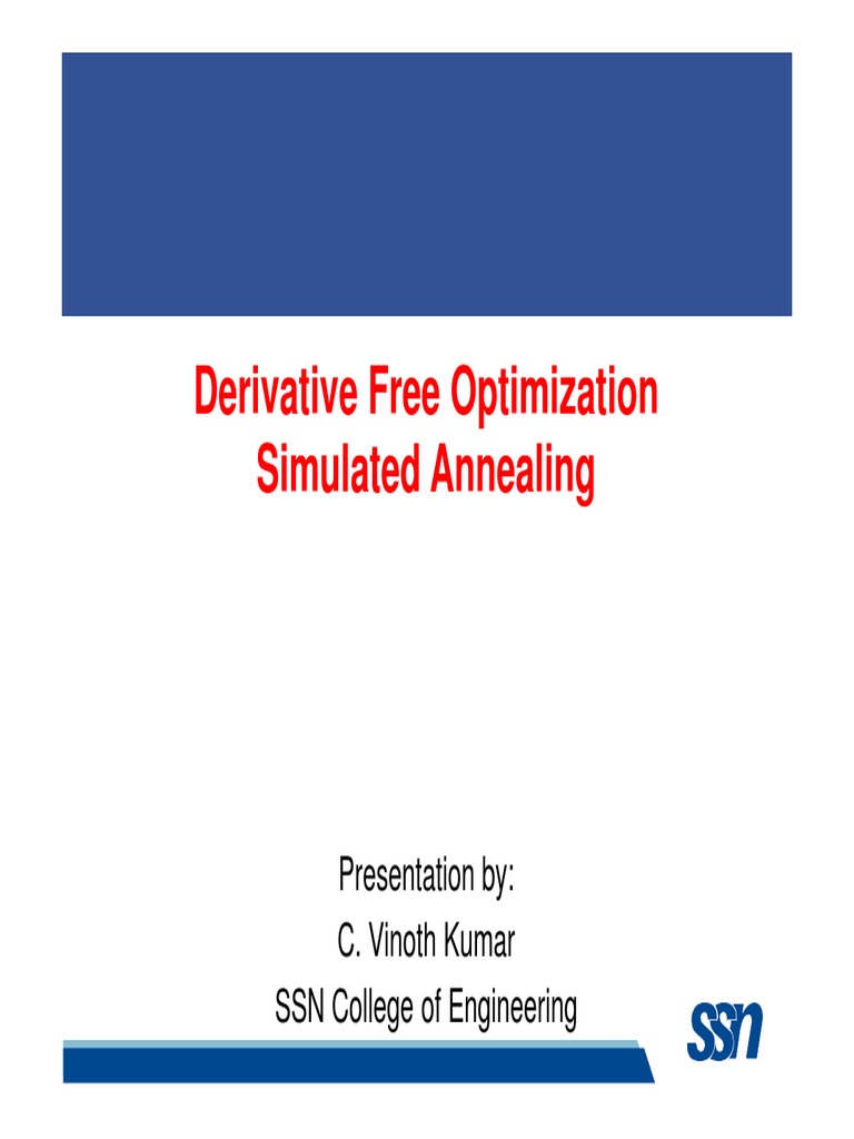 Derivative Free Optimization Simulated Annealing: Presentation By: C ...