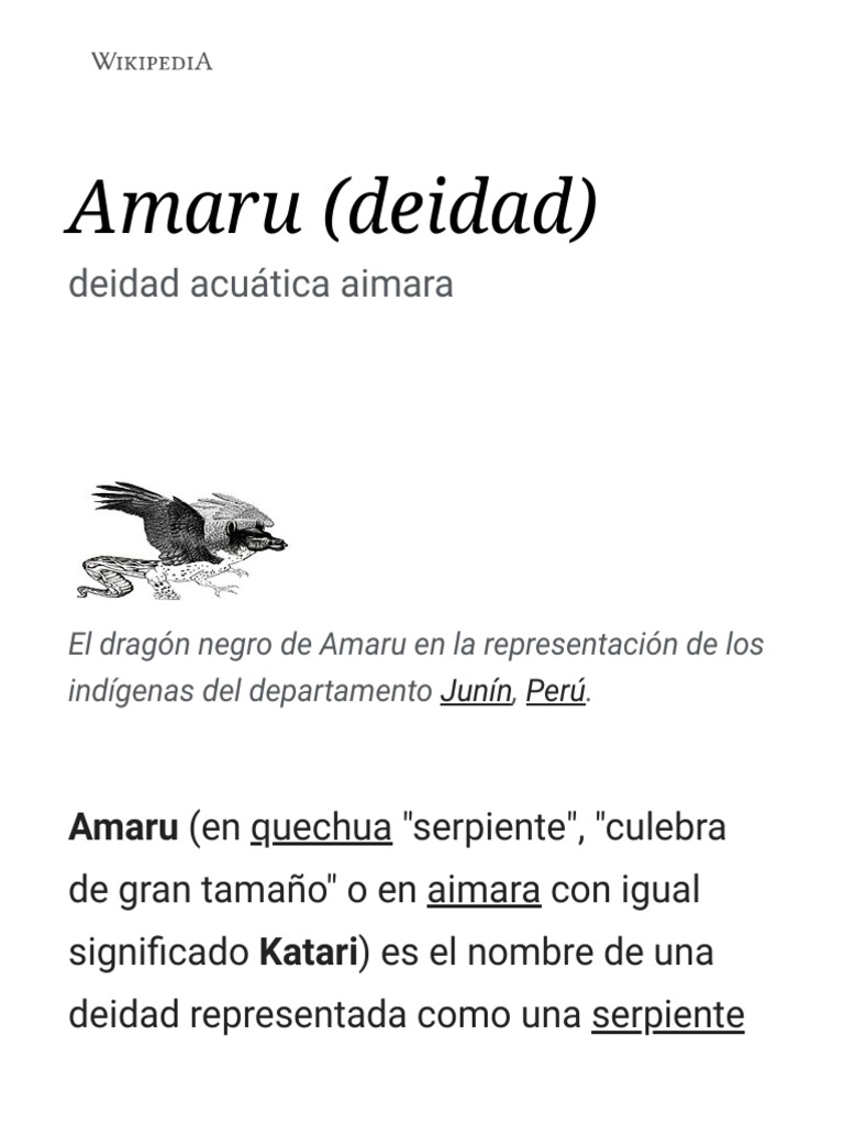Amaru (Deidad) - Wikipedia, La Enciclopedia Libre PDF | PDF | Andes ...