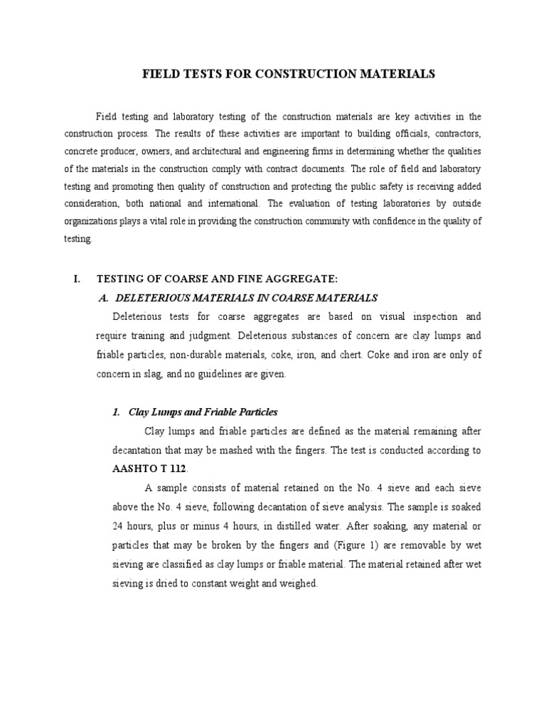 Field Tests For Const'n Materials (Final) | PDF | Brick | Porosity