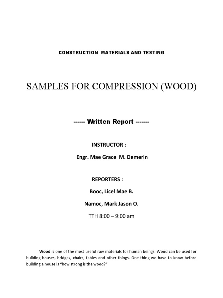 Samples For Compression (Wood) | PDF | Wood | Strength Of Materials