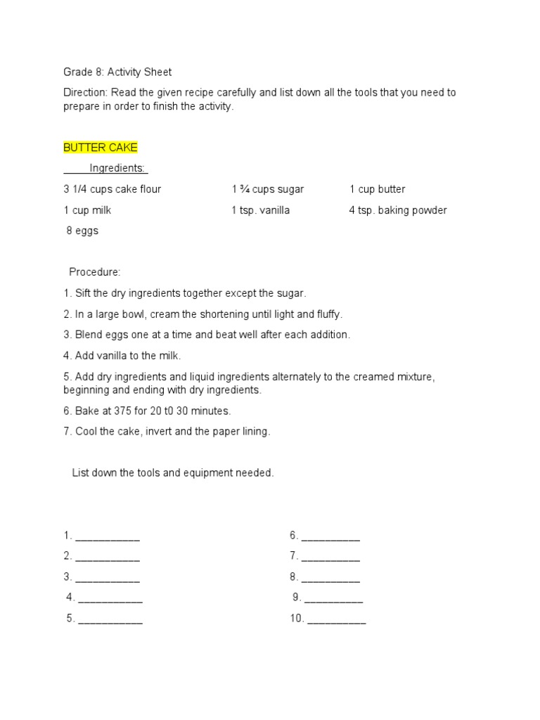 Activity Sheets GRADE 8 | PDF