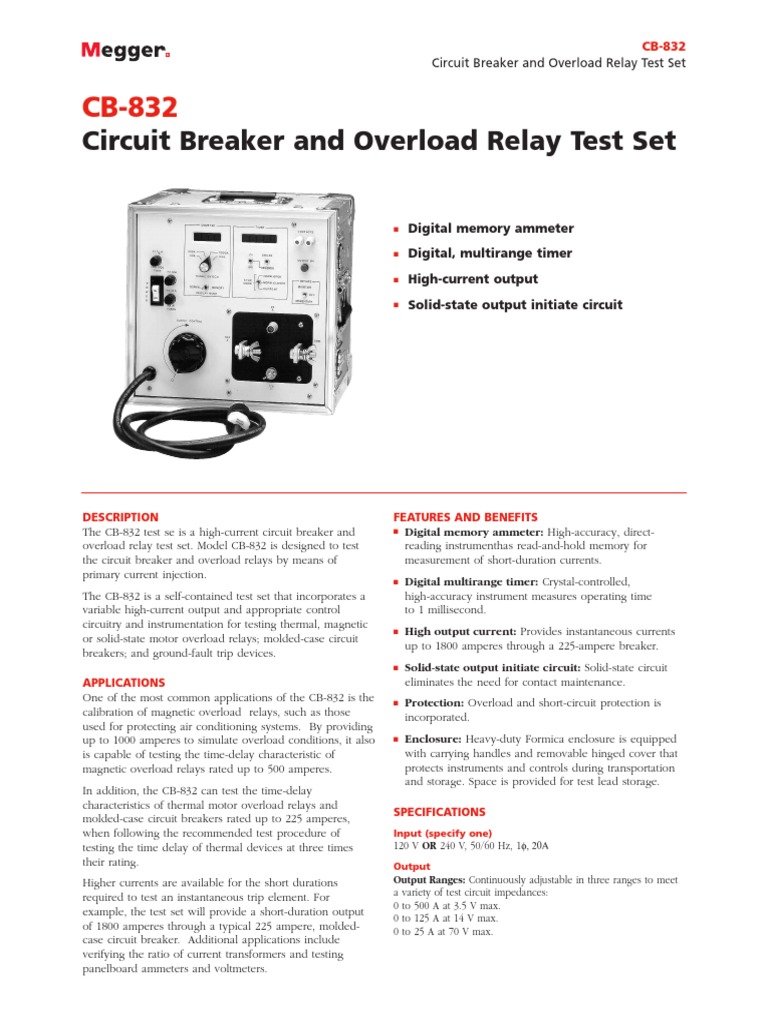 CB832 - DS - en - V11-CB OL Test Set | PDF | Relay | Electric Power