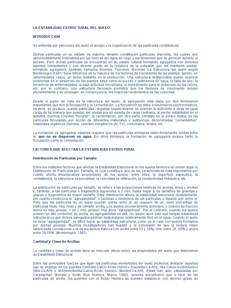 La Estabilidad Estructural Del Suelo | PDF