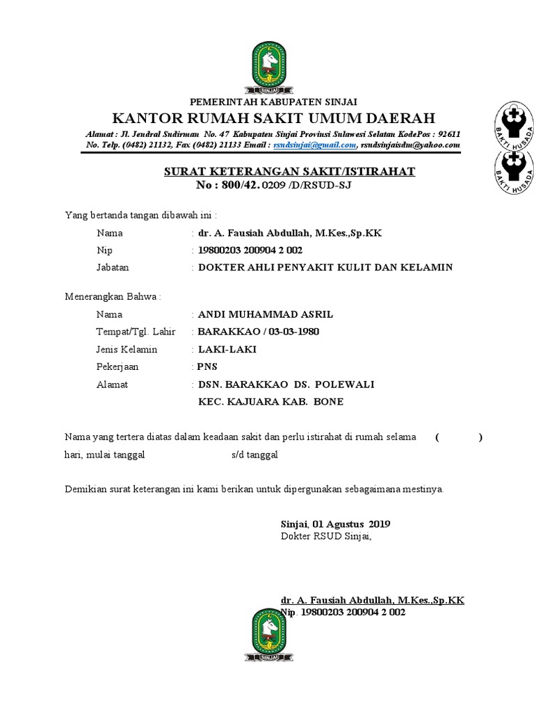 SURAT KETERANGAN SAKIT/ISTIRAHAT | PDF