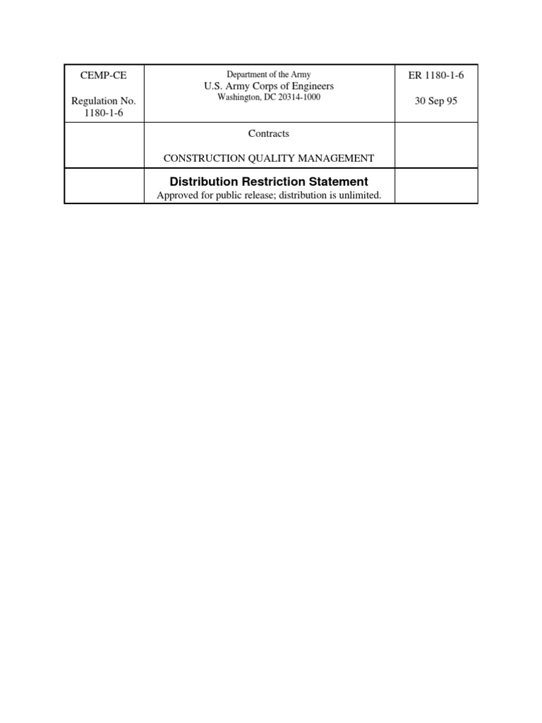USACE Construction Quality Management (1995) | PDF | Quality Assurance ...