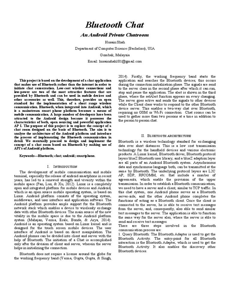 Bluetooth Chat: An Android Private Chatroom | Download Free PDF ...