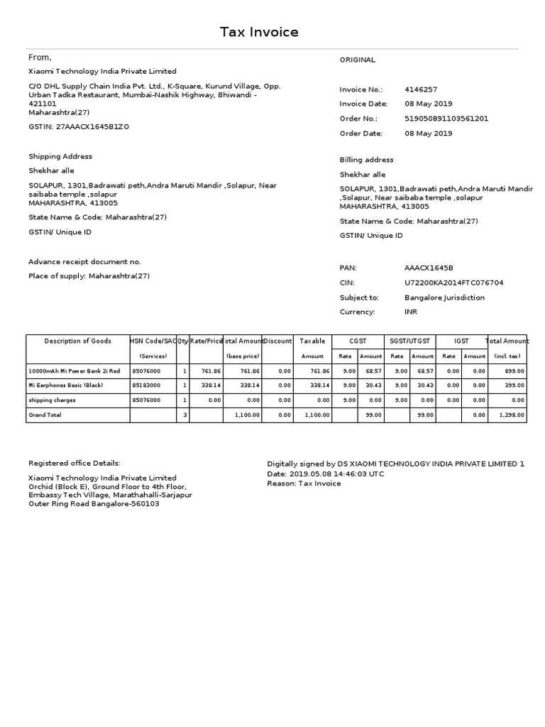 Tax Invoice: From | PDF | Economies | Payments