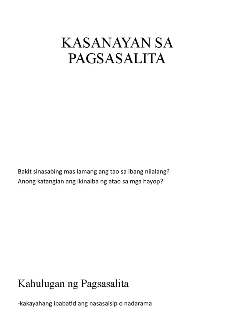 Kasanayan Sa Pagsasalita | PDF