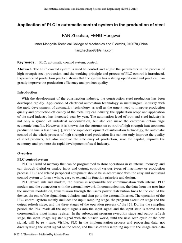 Application of PLC | PDF | Automation | Programmable Logic Controller
