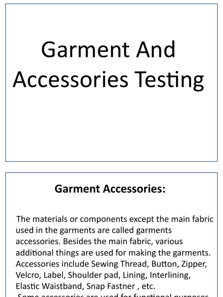 Garment and Accessories Testing | PDF | Seam (Sewing) | Yarn