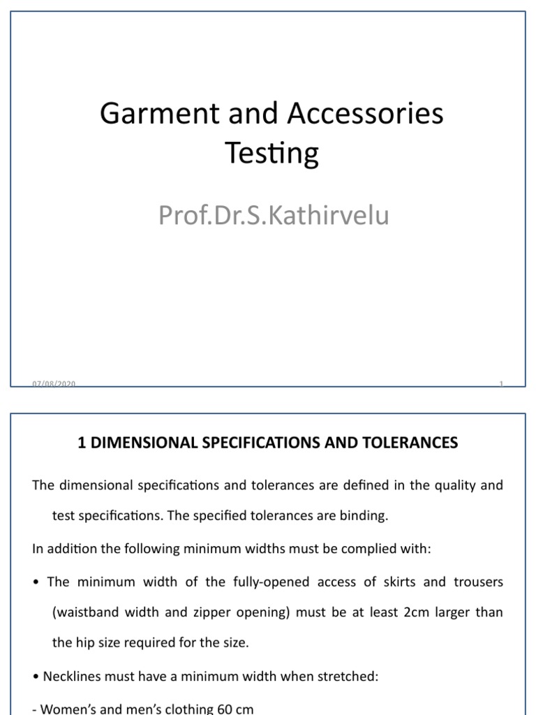 Garment and Accessories Testing: Prof - Dr.S.Kathirvelu | PDF | Seam ...