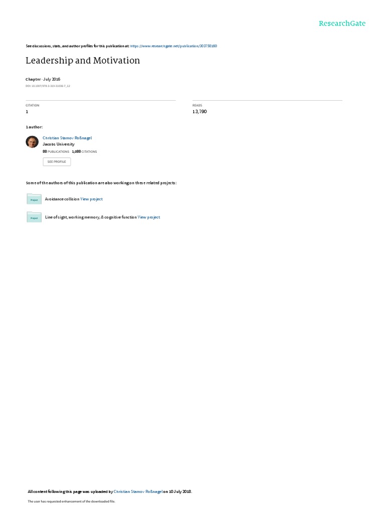 Leadership and Motivation: July 2016 | PDF | Motivation | Motivational