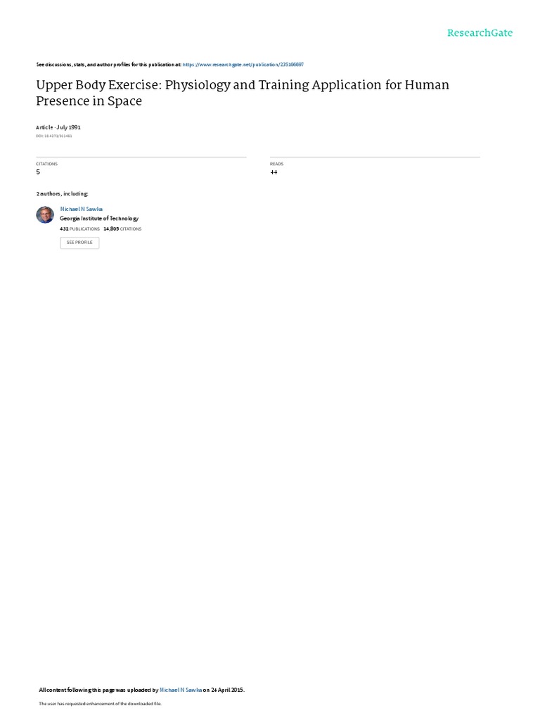 Upper Body Exercise Physiology and Training Applic | PDF | Muscle ...