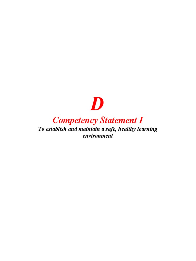 CDA Competency Statement I Overview | PDF