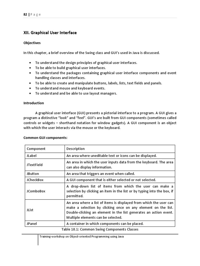 12 Graphical User Interface Pdf Graphical User Interfaces Class Computer Programming