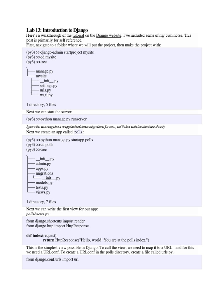 Object Oriented Programming Lab 13 Django Polling App Pdf Data Management Computer Programming