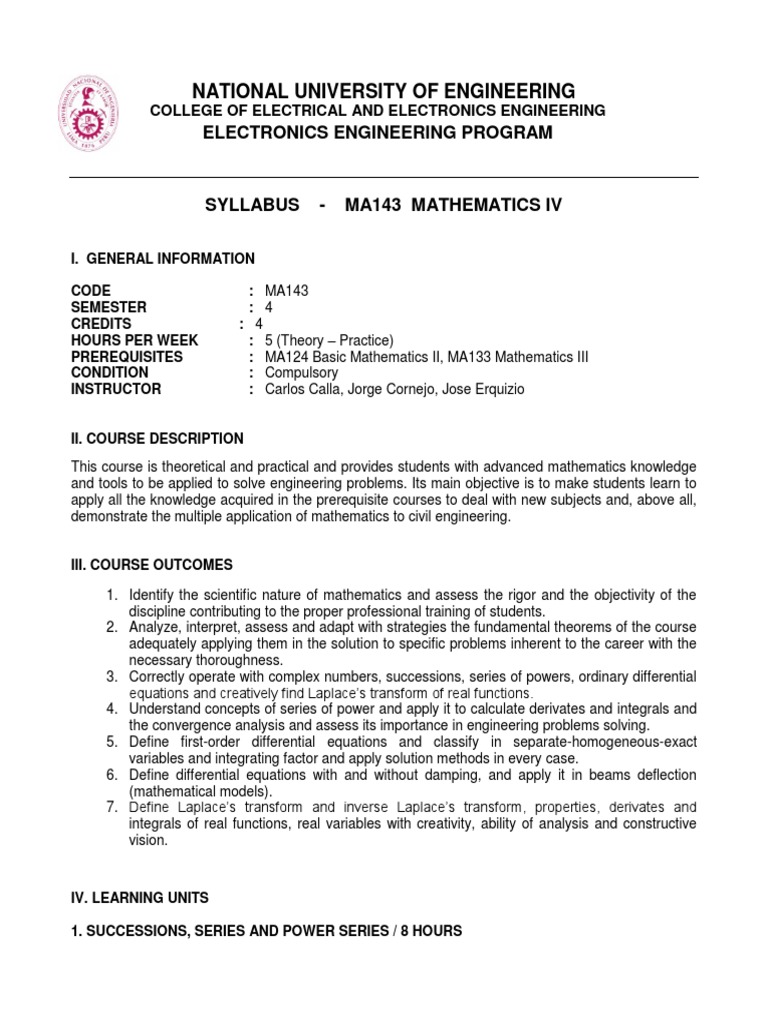 L204 MA143 Mathematics IV | PDF | Ordinary Differential Equation ...