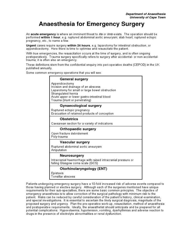23 Anaesthesia For Emergency Surgery | PDF | Blood Pressure | Anesthesia