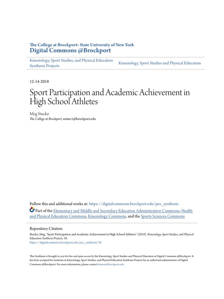 Sport Participation and Academic Achievement in High School Athle | PDF ...