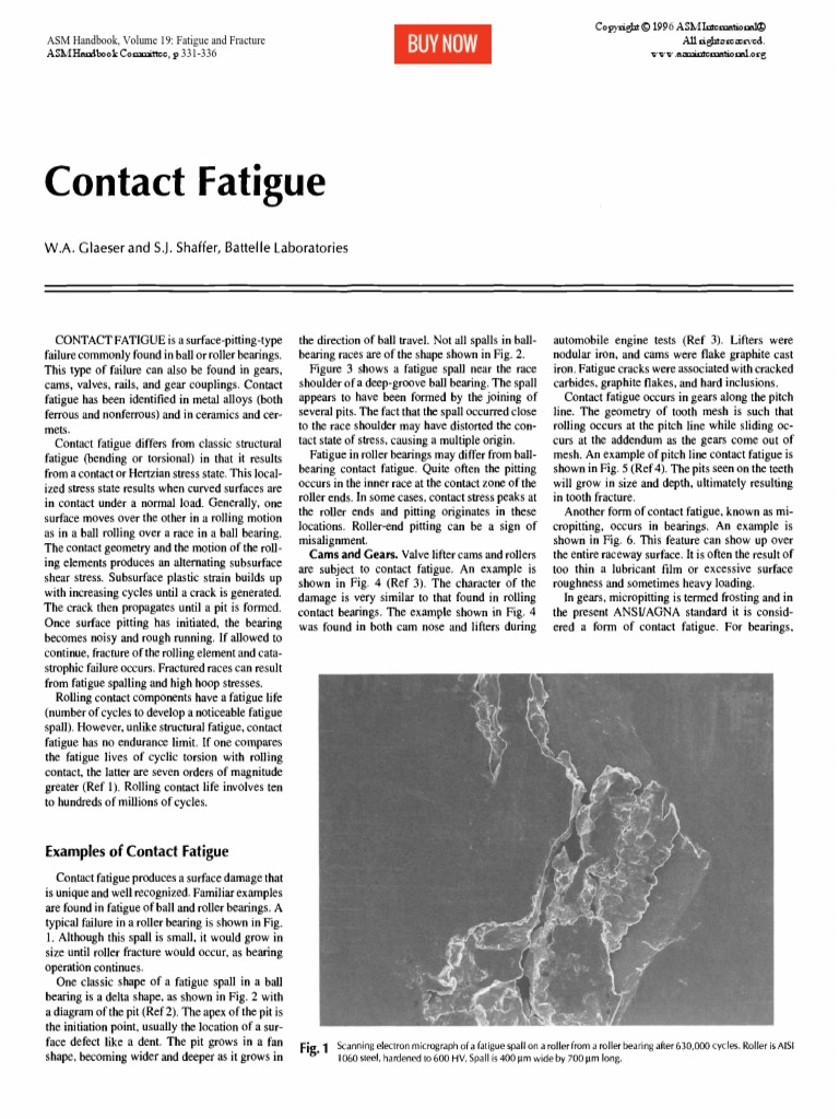 Contact Fatigue | PDF | Fatigue (Material) | Bearing (Mechanical)