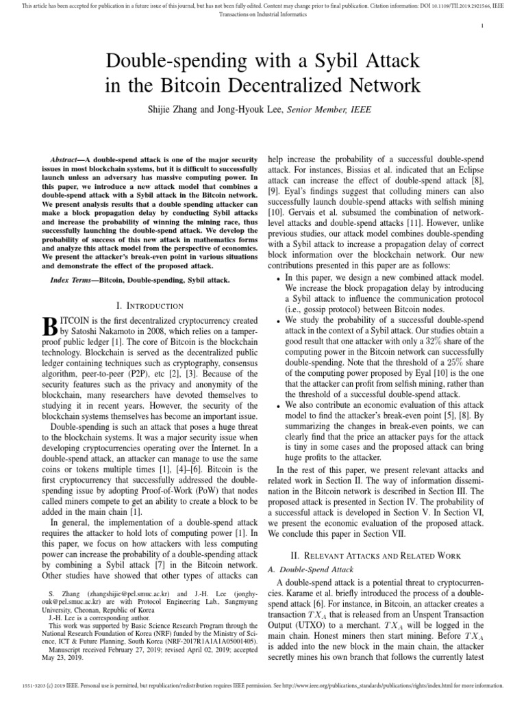 Double-Spending and Sybil Attacks in Bitcoin | PDF | Bitcoin ...