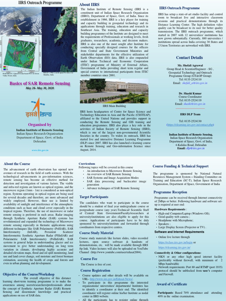 Basics of SAR Remote Sensing: Organised by | PDF | Remote Sensing ...