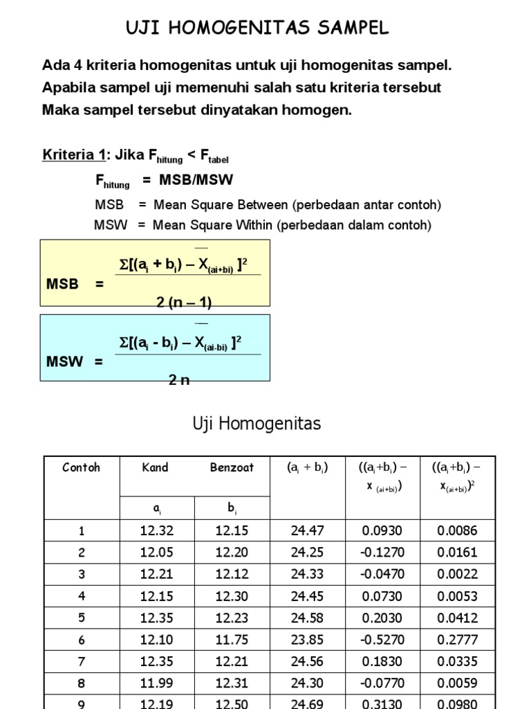 Soalat Uji Homogenitas | PDF