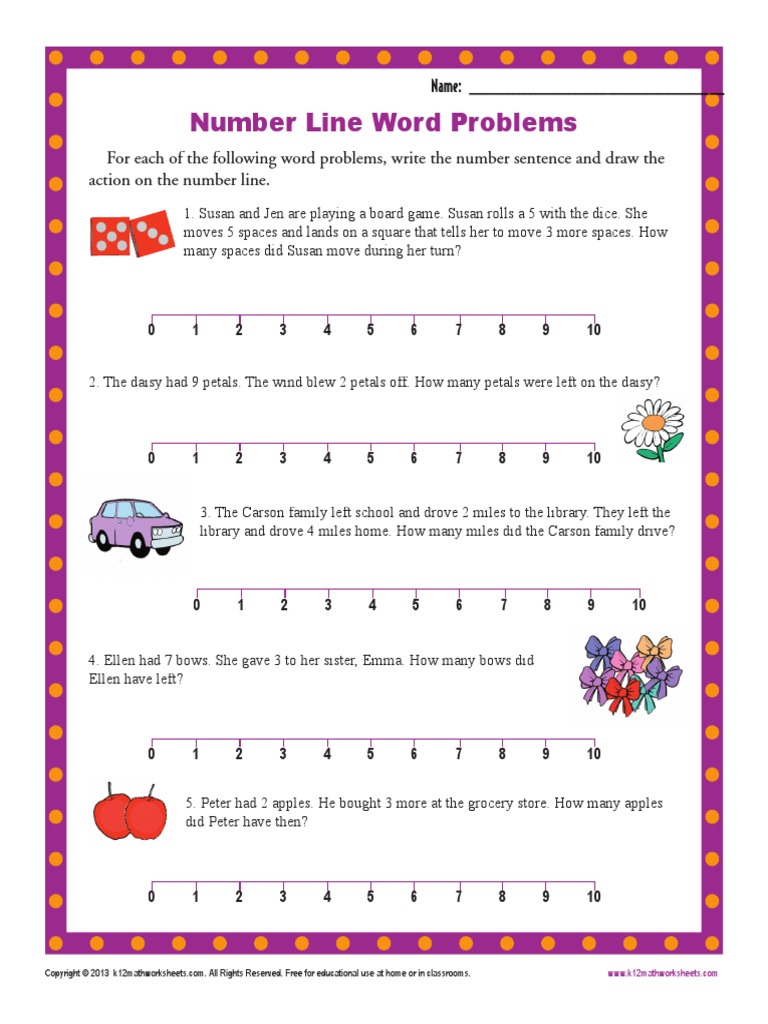 Number Line Word Problems: Name | PDF | Intellectual Works | Freedom Of ...