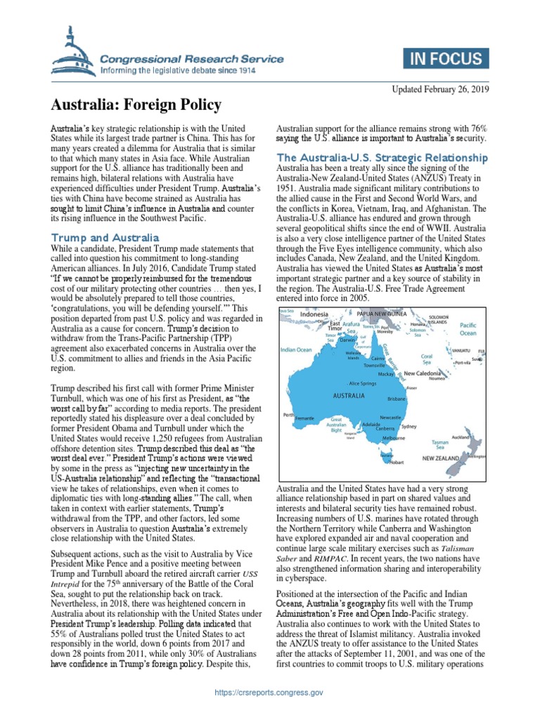 Australia: Foreign Policy: The Australia-U.S. Strategic Relationship ...