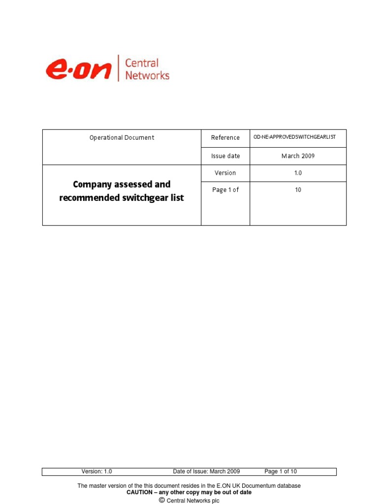 Approved Switch Gear List | PDF | Fuse (Electrical) | Electrical Substation