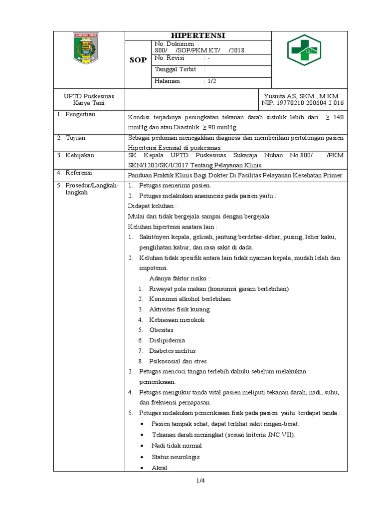 Sop Hipertensi | PDF | Kesehatan Holistik | Pengembangan Diri