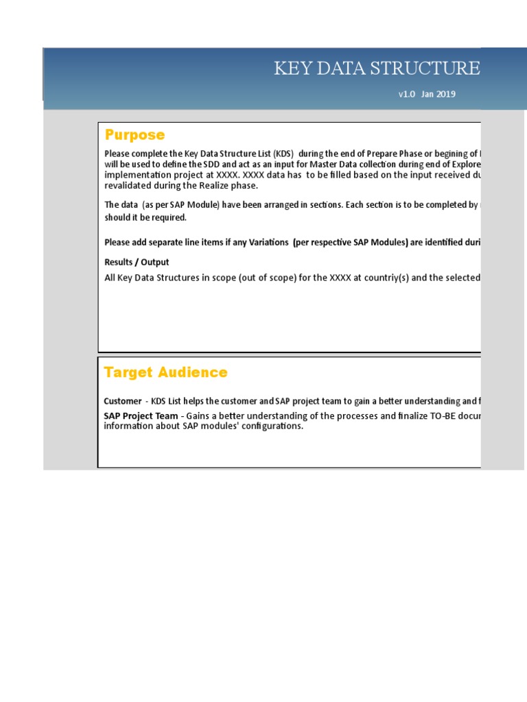 Key Data Structure List (KDS) : Purpose | PDF | Business | Computing